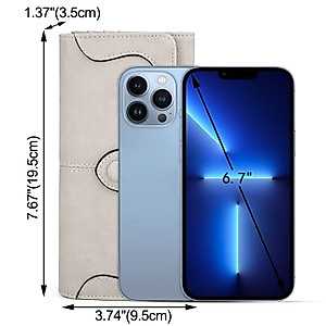 UTO RFID Wallet for Women Vegan Leather 18 Card Slots Card Holder Long Bifold Checkbook 5.5" Phone Blocking Tech Wallet Grey