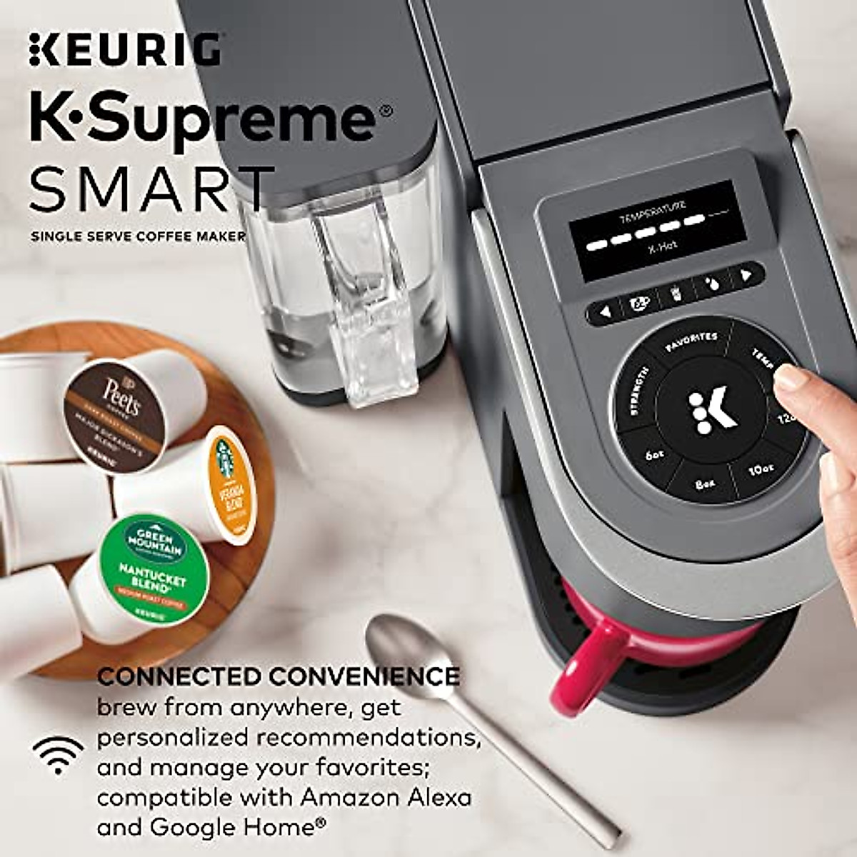 Keurig K-Supreme SMART Coffee Maker, MultiStream Technology, Brews 6-12oz Cup Sizes, Gray