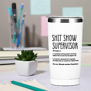 CQM Supervisor Gifts for Women Tumbler Boss Gifts Water Bottle Double Wall Travel Coffee Mug Stainless Steel Vacuum Insulated Thermal Cup Thank You Farewell Gifts for Manager Boss Birthday Christmas