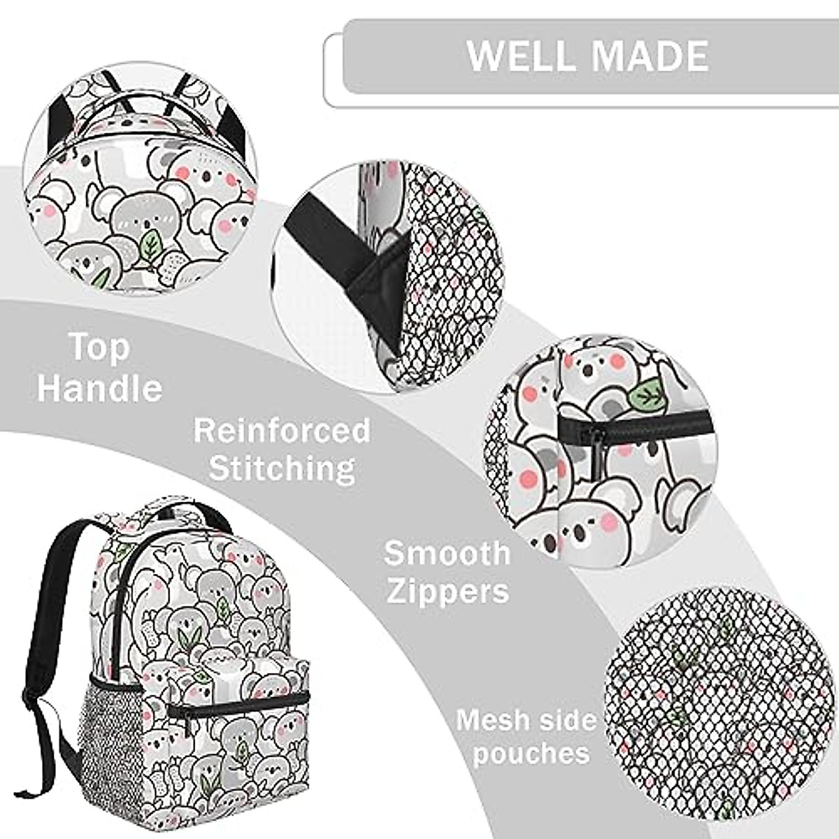 PARN Cute Koala Backpack For Women Men, 16.9 Inch Cute Koala Laptop Backpack College Bag Cute Travel Backpack