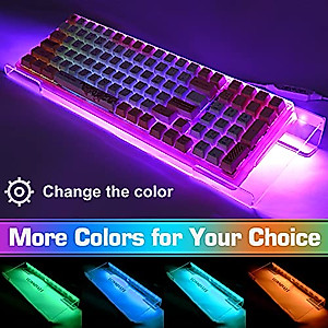 UCINNOVATE RGB Acrylic Computer Keyboard Stand, LED Backlit Keyboard Stand Tray, Gaming Keyboard USB Interface Titled Keyboard Stand for Easy Ergonomic Typing and Working Office Desk, Home, School