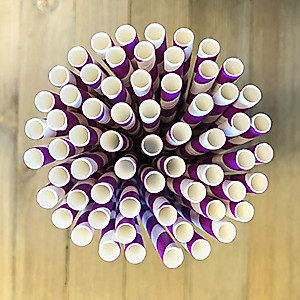 Stripe Paper Straws - Purple and White Straws - 7.75 Inches - 50 Pack Outside the Box Papers Brand