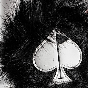 Pins & Aces Black Fuzzy Golf Head Cover - Premium, Hand-Made Faux Hair Headcover - Funny, Tour Quality Golf Club Cover - Style and Customize Your Golf Bag (Driver)