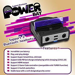Brook Power Bay - Portable and Fast Charging Dock Stand, Docking Station for Nintendo Switch, Compatible with Switch and GameCube Controllers, Support HDMI Out Put and Two Bluetooth Headsets