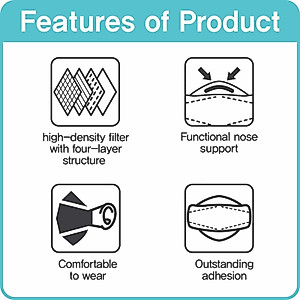 TVRtyle 50PCS White Adult KF94 Mask 3D Design 4-Layers Breathable KF94 Mask Black Cup Dust Mask for Outdoor Daily Use