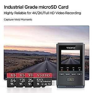 VIOFO 512GB Industrial Grade microSD Card, U3 A2 V30 High Speed Memory Card with Adapter, Support Ultra HD 4K Video Recording