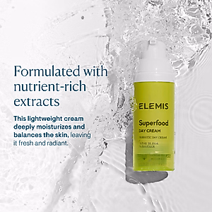 ELEMIS Superfood Day Cream | Vitamin-Rich Lightweight Prebiotic Daily Moisturizer Replenishes, Hydrates and Protects for Radiant, Healthy Skin | 50 mL