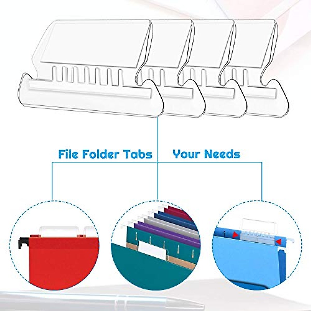 File Folder Tabs, Selizo 100 Sets Hanging File Folder Labels 2" Tabs and Inserts for Hanging Files