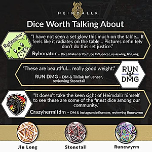 HEIMDALLR Metal DND Dice Set 7 pcs - Dragonhide Design, 16mm Size, Logo on D20; Metal Dice Set & Dice Box; D&D Dice Set D&D (Dungeons and Dragons Dice Set) - Jormungandr Series (Stonetail)