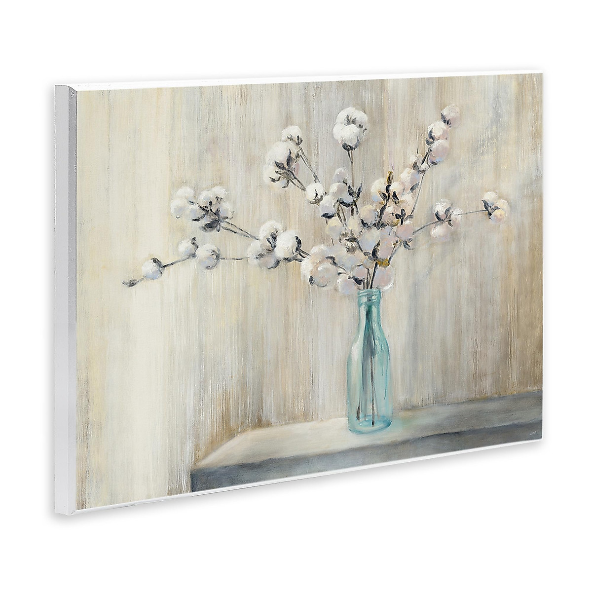 Stupell Industries Beautiful Cotton Flower Grey Brown Painting Wall Plaque Art Design by Julia Purinton 13 x 19
