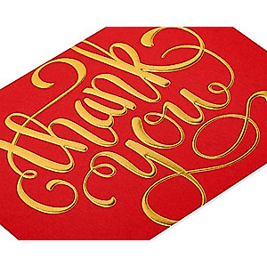 Papyrus Blank Holiday Thank You Cards Boxed with Envelopes, Blank Red and Gold (12-Count)
