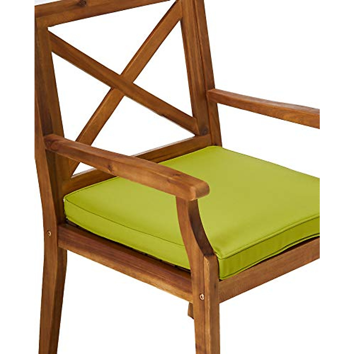 Christopher Knight Home Peter | Outdoor Acacia Wood Dining Chair Set of 2, Teak/Green Cushion