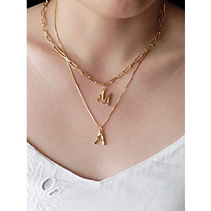 BOUTIQUELOVIN 14K Gold Plated Oval Link Chain Necklace for Women | 20 inches Paperclip Necklace | Gold Layered Necklaces