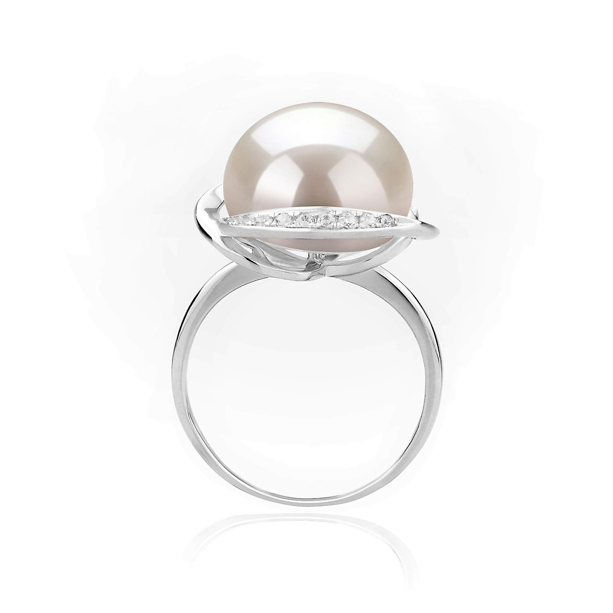 Wendy White 11-12mm AAA Quality Freshwater 925 Sterling Silver Cultured Pearl Ring For Women - Size-8