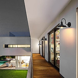 Double century 10" Barn Lights Outdoor, Gooseneck Exterior Lighting Fixture, Porch Light Wall Mount, Aluminum Garage Light, Farmhouse Outdoor Wall Light for House, Enterway