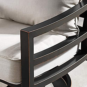 Oakland Living Aluminum Outdoor Swivel Club Finish with Thick Grey Polyester Cushions (Set of 2) Deep Seating Rocking Chairs, Antique Copper