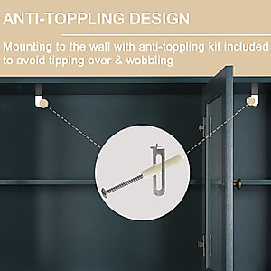 MUPATER 72'' Kitchen Pantry Cabinet Storage Hutch with Microwave Stand, Freestanding Pantry Buffet Cabinet with Adjustable Shelves, Cupboard and Drawer for Home, Blue