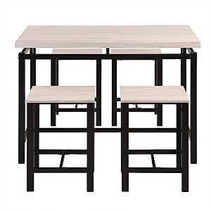 OTRIEK Dining Table Set for 4, 5 Pieces Kitchen Table and Chairs for Small Spaces, Bar Table and Chairs Set, Person Counter Height Table Set with 4 Chairs for Pub Dinner Breakfast (Beige)