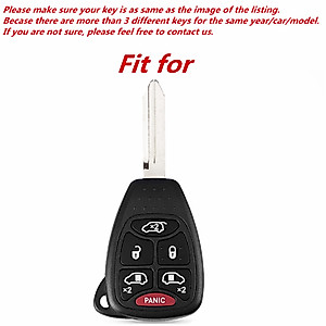 MJKEYAuto Black Leather 6 Buttons Smart Remote Key Fob Cover Chain Case for 2007 2006 2005 2004 Chrysler Town & Country Dodge Caravan Caravan