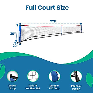 Greenway World - Pickleball Net Set with Court Marking Kit, Easy-to-Assemble Pickle Ball Net, Portable Pickleball Net with Strap and Fixed Height, Pickleball Net Set with Zipper Bag