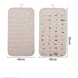 GUAGLL Beige 80-Compartment Double-Sided Jewelry Business ID Card Dustproof Storage Bag