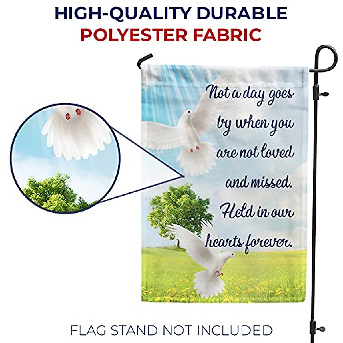 America Forever Garden Flag - Loved and Missed, Cemetery Memorial Religious Bereavement Garden Flags 12x18 Double Sided, Yard Outdoor Decorative Flag