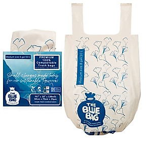 8 Gallon Compostable Trash Bags (2x Thickness @1.38mil, 50 Pack) - Plant Based Compostable Trash Bags 8 Gallon - w/Twistable Handles for Easy Tie Up