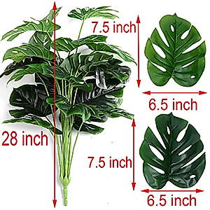CLONG Artificial Palm Leaves Plants Faux Fake Monstera Turtle Leaf Tropical Large Palm Tree Leaves Plant Outdoor UV Resistant Plastic Plants (Green)