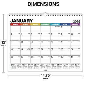 Dunwell 12x15 Wall Calendar 2023 2024 - (Colorful) Use to June 2024, Large 2023-24 Wall Calendar, Lined Monthly Calendar, 12 x 15 Hanging Calendar for Home or Office