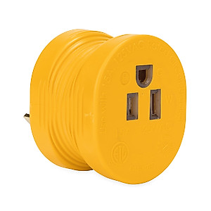 Conntek 14361, 30 Amp RV Extension Cord, Blue (25-Feet) & Camco RV 30AM/15AF Power Grip Electrical Adapter (55233)