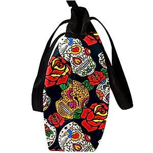 Purses for Women, Tote Bag, Bags for Women, Womens Handbags, Seamless skulls flowers roses pattern