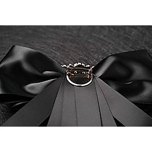 black Ribbon brooch pins for women rhinestone Crystal bow brooch black for Men/Women Pre-Tied Neck Tie BowTie Patriotic jabot Collar for Christmas Decoration (black/J20)