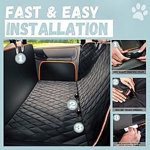 Dog car seat Cover for Back seat for Cars & SUVs - Durable pet car seat Cover Backseat Protector, Nonslip Dog Hammock for car, Waterproof Scratchproof Rear seat Cover Against Dirt, Fur, W/Side Flaps