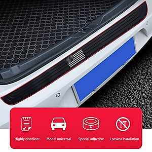 Jawmoy 1 PC Car Rear Bumper Protector Guard, Trunk Rubber Protection Strip, Car Rear Bumper Protector Cover, Universal Scratch-Resistant Trunk Guards Trim, for Most Cars (American Flag Black #3201)