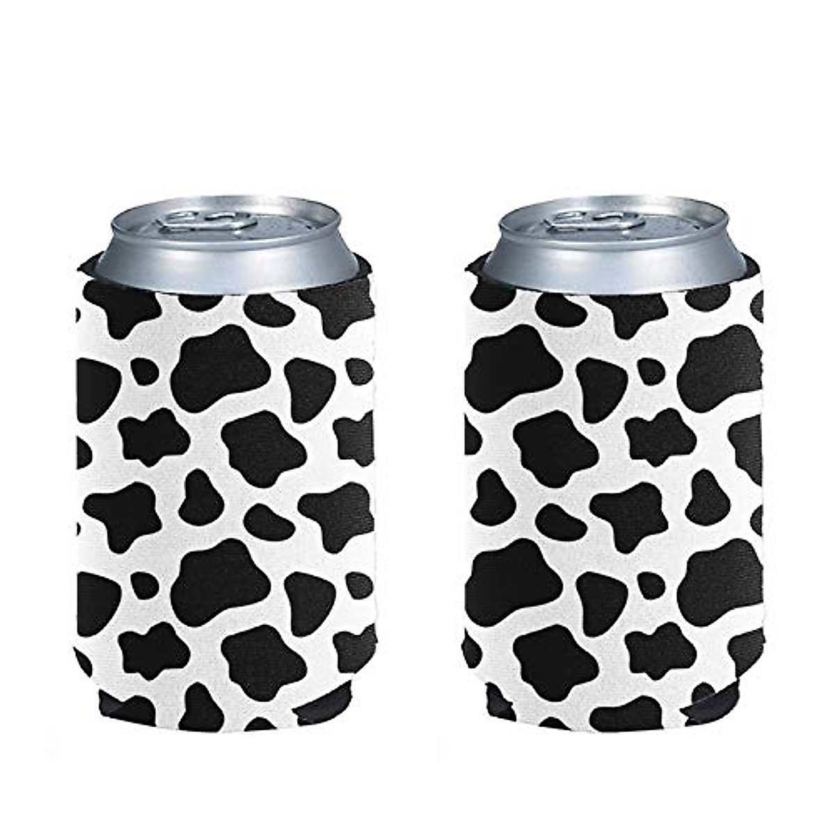 SEANATIVE Lover Cow Skin Can Cooler Beer Cooler Sleeve 2 Pack Sets of Party Can Coozie, Insulated Beer Can Holder for Cold Drinks, 16oz Can Bottle Size S