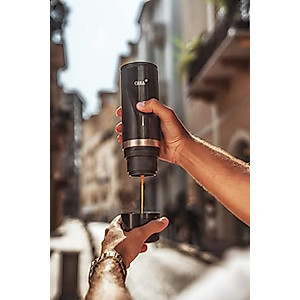 CERA+ Portable Mini Espresso Machine, 12V/24V Rechargeable Car Coffee Maker with Self-Heating, 20 Bar Pressure Compatible with NS Pods & Ground Coffee for Travel, Camping, Office, Home