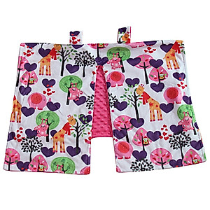 Baby Minky Velboa Carseat Canopy Carrier Cover (Safari/Hot Pink)