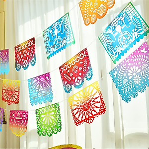 EFOT Mexican Party Banners, Papel Picado Banner - Cinco de Mayo, Fiesta Party Decorations, Dia De Los Muertos Decor, Day of The Dead Decorations, 5 Packs 82 Ft Long