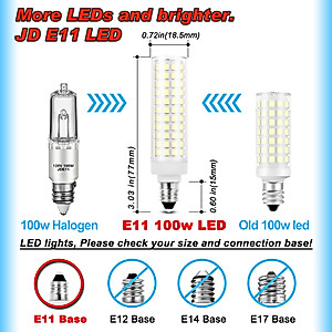 Ziomitus Dimmable JDE11 120V 100W Halogen Candelabra Bulbs Equivalent,T3 T4 Mini Base, 6000K Daylight White 10W 1000 LM E11 for Chandeliers,Candelabra,Ceiling Fan, Cabinet Lighting,2Pack