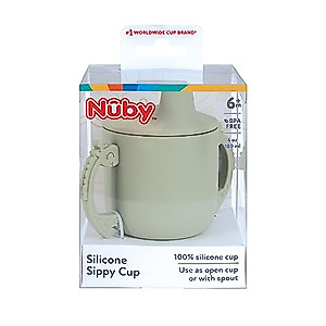 Nuby 100% Silicone Sippy Cup, BPA Free, Green Giraffe