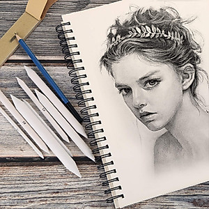 22 PCS Sketch Drawing Tools, AGPTEK 16 Blending Stumps Set with 2 Sandpaper Pencil Sharpeners, 1 Pencil Extension Tool, 2 Erasers & 1 Felt Bag for Student Sketch Drawing Accessories