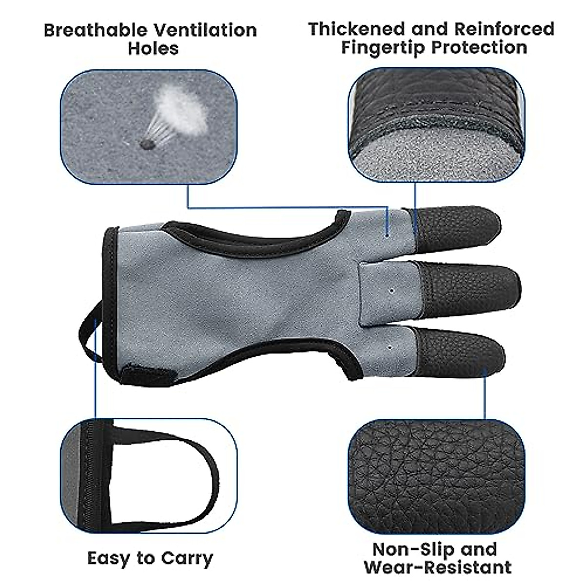 Seektop Leather Archery Gloves for Men Women, Microfiber Three Finger Shooting Hunting Glove for Youth Adult