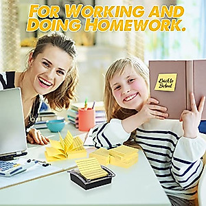 10 Pads Lined Post Notes with Pop up Sticky Note Dispenser Holder 3x3 Inch Clear Top Black Base, Self Stick Notes with Lines Adhesive Ruled Memo Pads Refills, 100 Sheets/pad