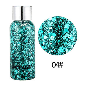 Mermaid Sequins Body Glitter Gel, Make Up Long Lasting Glitter for Body Face Hair Eyeshadow, Music Festival Party Carnival Long Lasting Face Glitter, No Glue Needed and Easy to Remove. (Green)