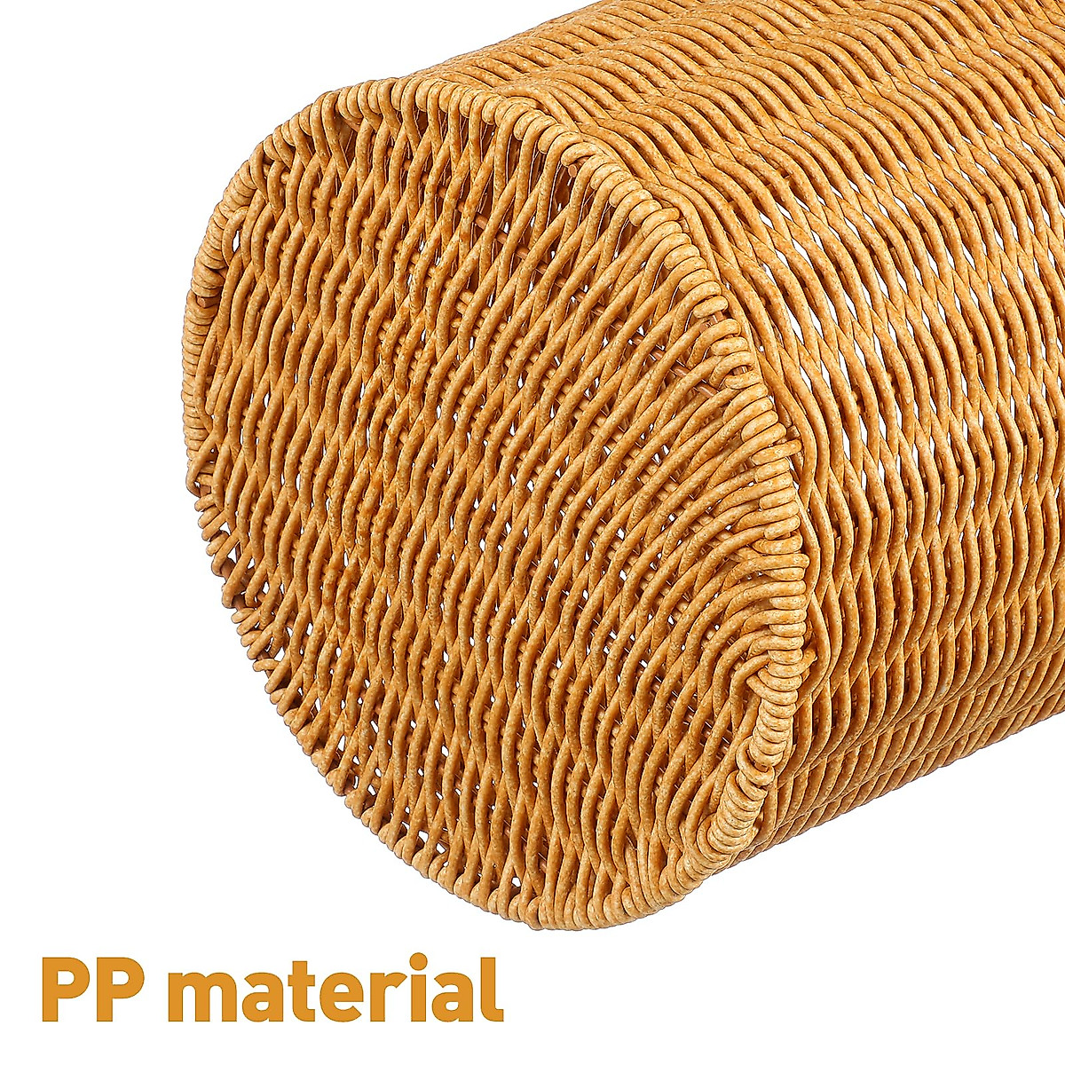 DEARMAMY Rattan Waste Basket Wicker Trash Can with Lid Round Trash Bin Woven Storage Basket Clothes Container Laundry Hamper for Bedroom Living Room Bathroom Chocolate