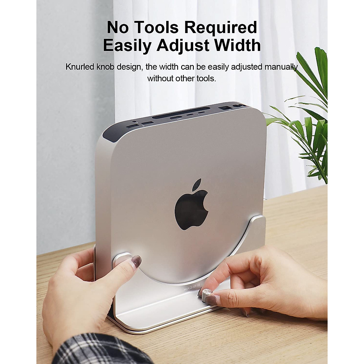 Hagibis Vertical Stand for Mac Mini M2, Aluminum Alloy Laptop Stand Anti-Slip Computer Holder Desktop Stand Compatible with M1 Chip Mac Mini, MC25 Pro