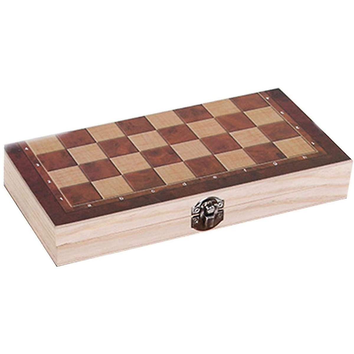 Wooden Chess Set Folding, 3 in 1 Wooden Chess Checkers Backgammon Set with Storage for Pieces - for Adults Beginners and Kids Aged 4+