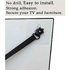 OeckuXIY 3 Pack Adjustable TV Safety Straps, No-Drill Anti-Tip Furniture Anchors for Baby Proofing, Flat Screens Fix to Wall,Cabinet,Stand Or Desk, Earthquake Straps