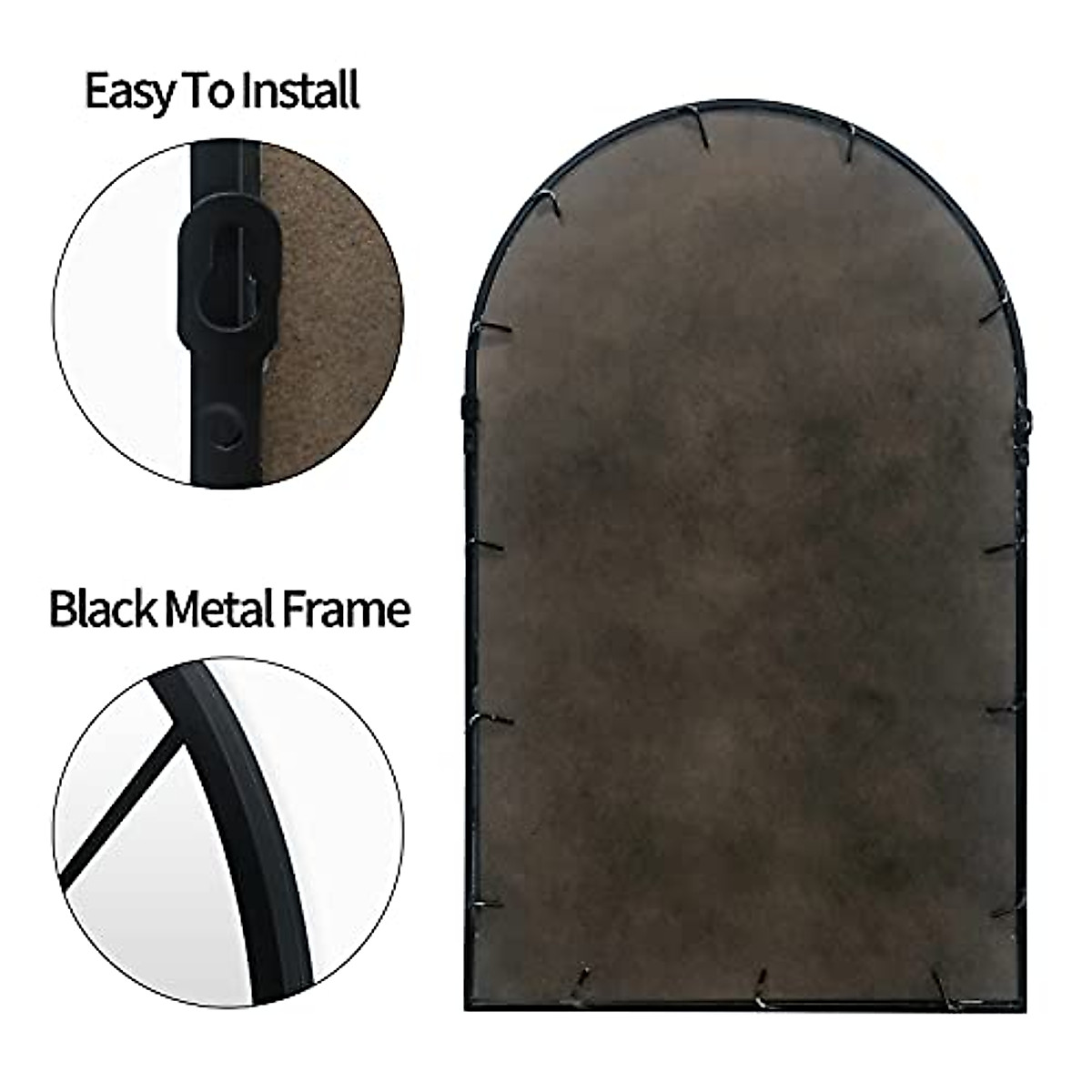 HQiJun Wall Mirror Window Decorative Mirrors Arched Farmhouse for Living Room Bedroom Entryway Bathroom Vanity (19.7” x31.5” x0.9”)