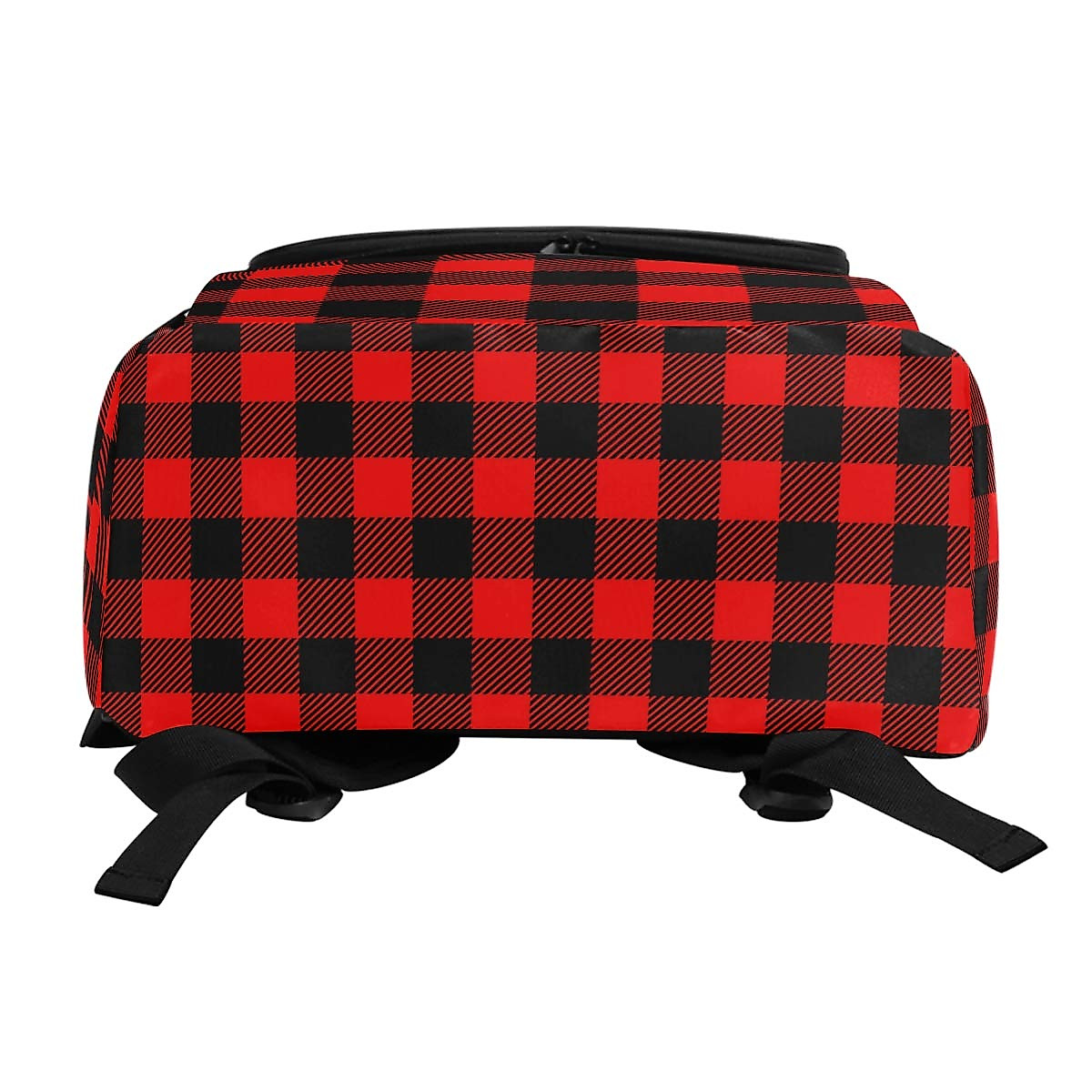 Naanle Chic Red and Black Buffalo Plaid Checkered Pattern Casual Daypack,College Student Bookbags Large Travel Multipurpose Bag Padded Laptop Bag Fits 15.6 inch Notebook